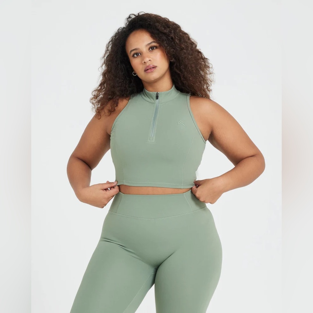 Oner Active Timeless Half Zip Crop Tank Sage Size Med… - Gem